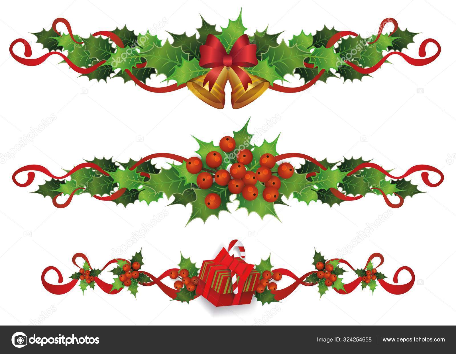 Holiday Ribbon Border Clip Art