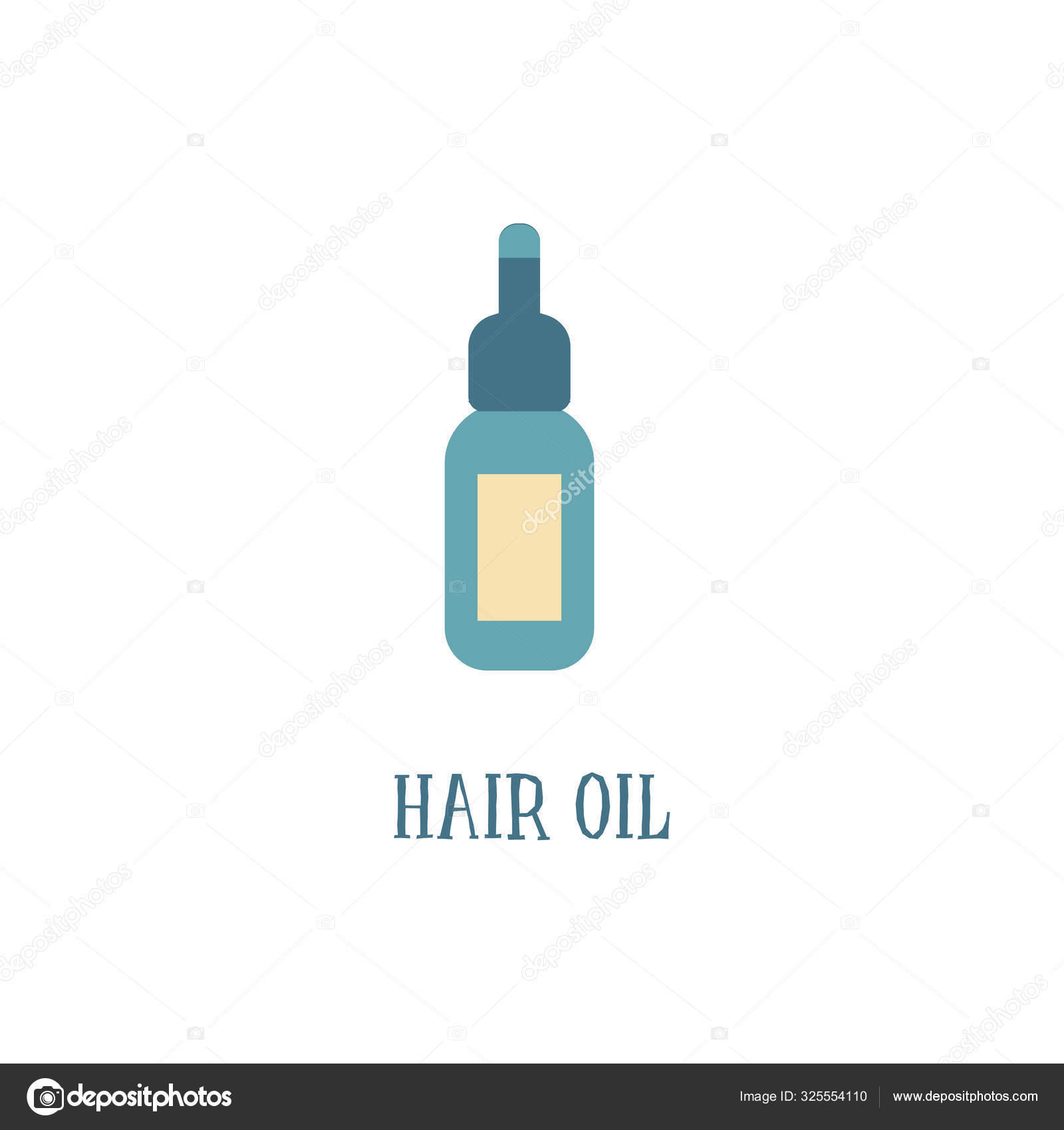 Hair oil bottle with pipette icon flat cartoon vector illustration ...