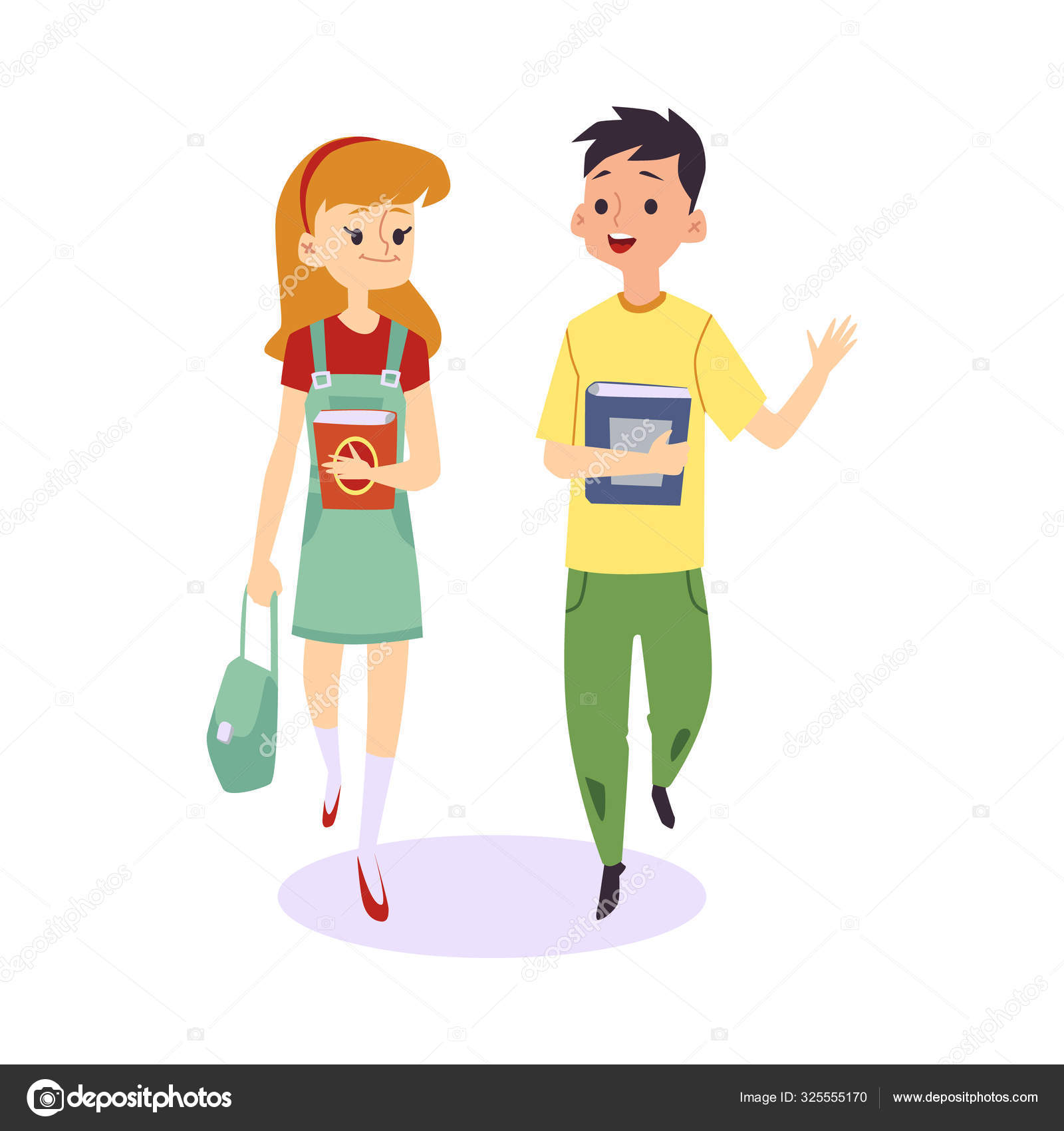 Tegneserie Jente Og Gutt Snakker