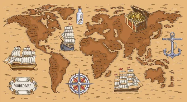 Conjunto vectorial de mapas y etiquetas de época — Vector de stock ...