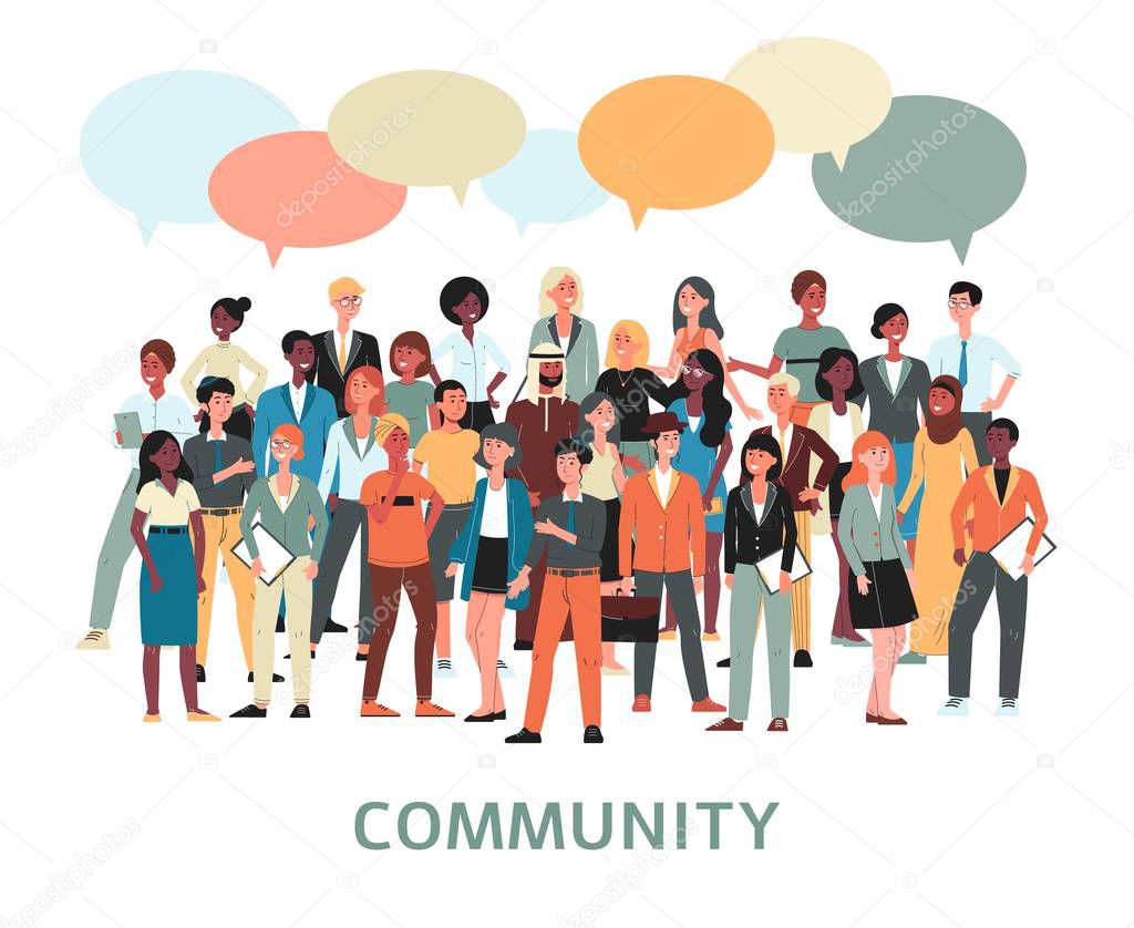 Banner de la comunidad - multitud diversa de personas de dibujos ...