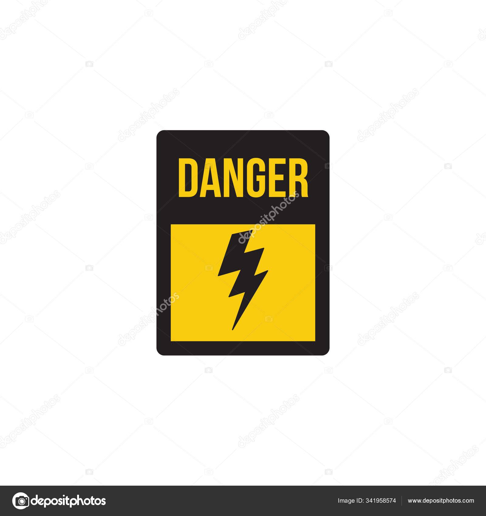 Banner de peligro con el icono del rayo ilustración vectorial aislado ...