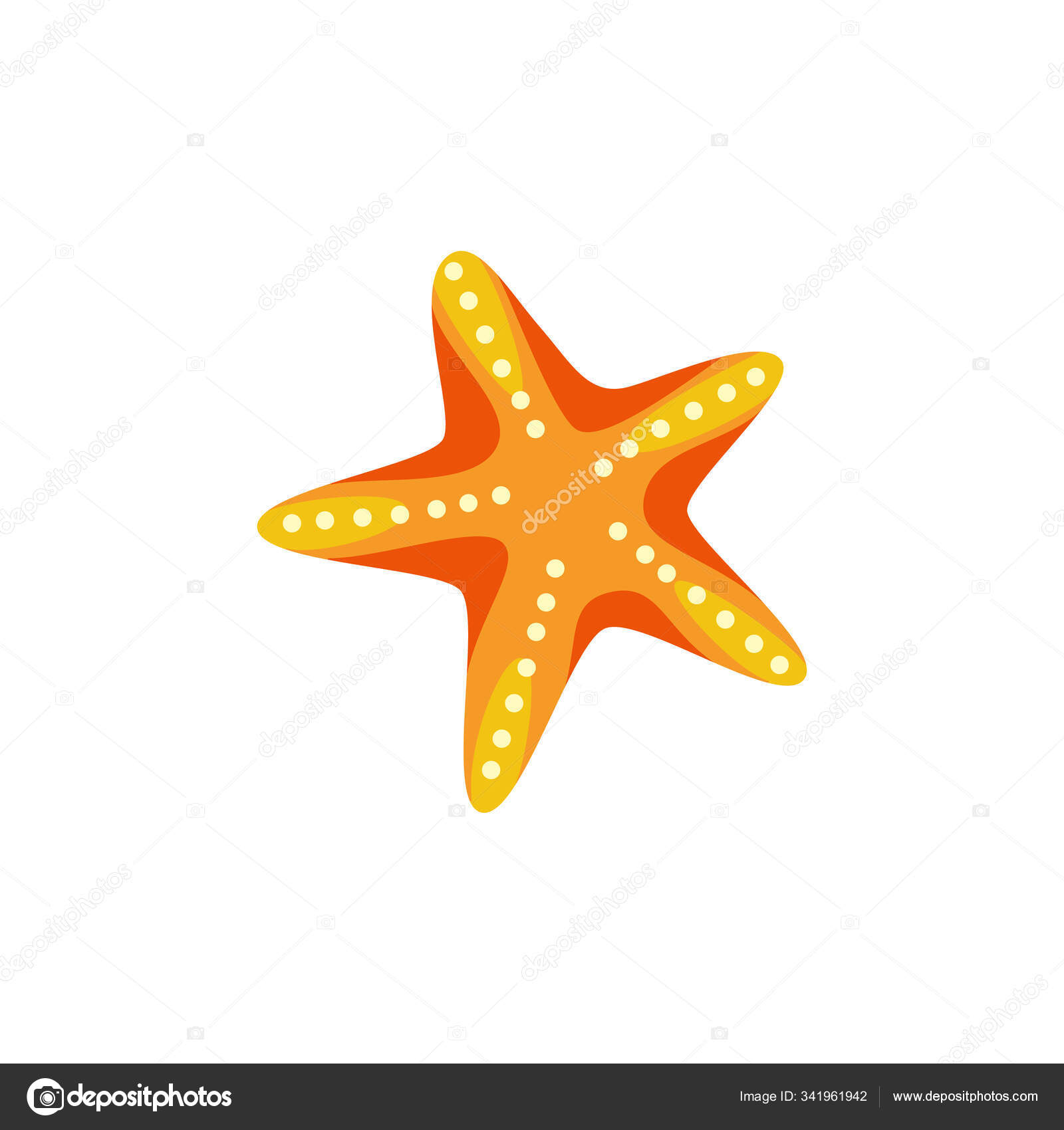 Sea or ocean starfish sign or icon vector cartoon illustration isolated ...
