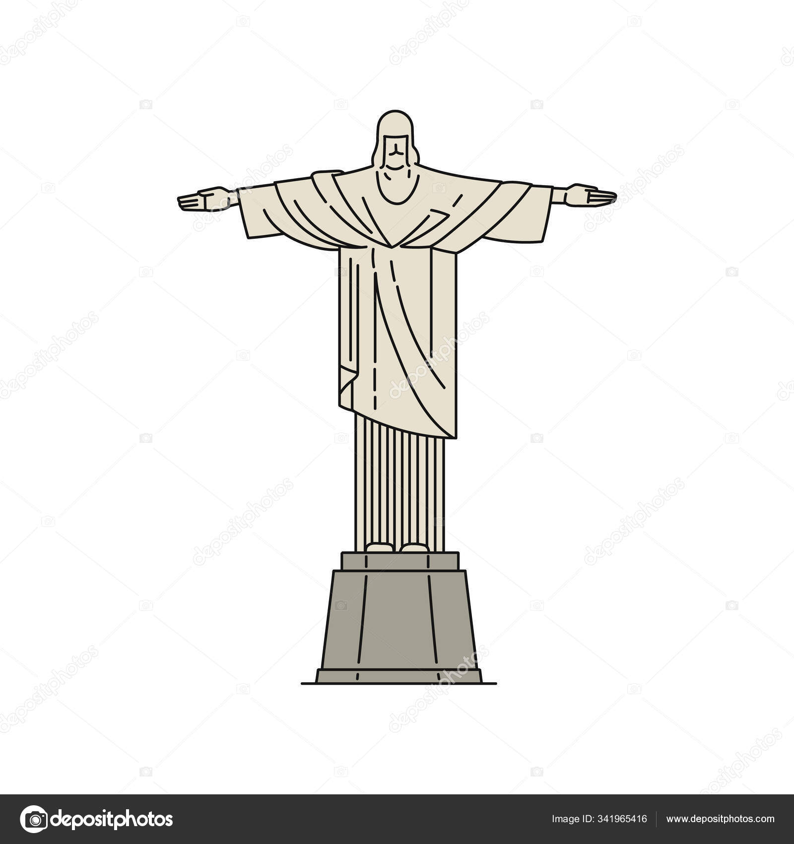 Christ statue a famous landmark in Brazil, sketch vector illustration ...