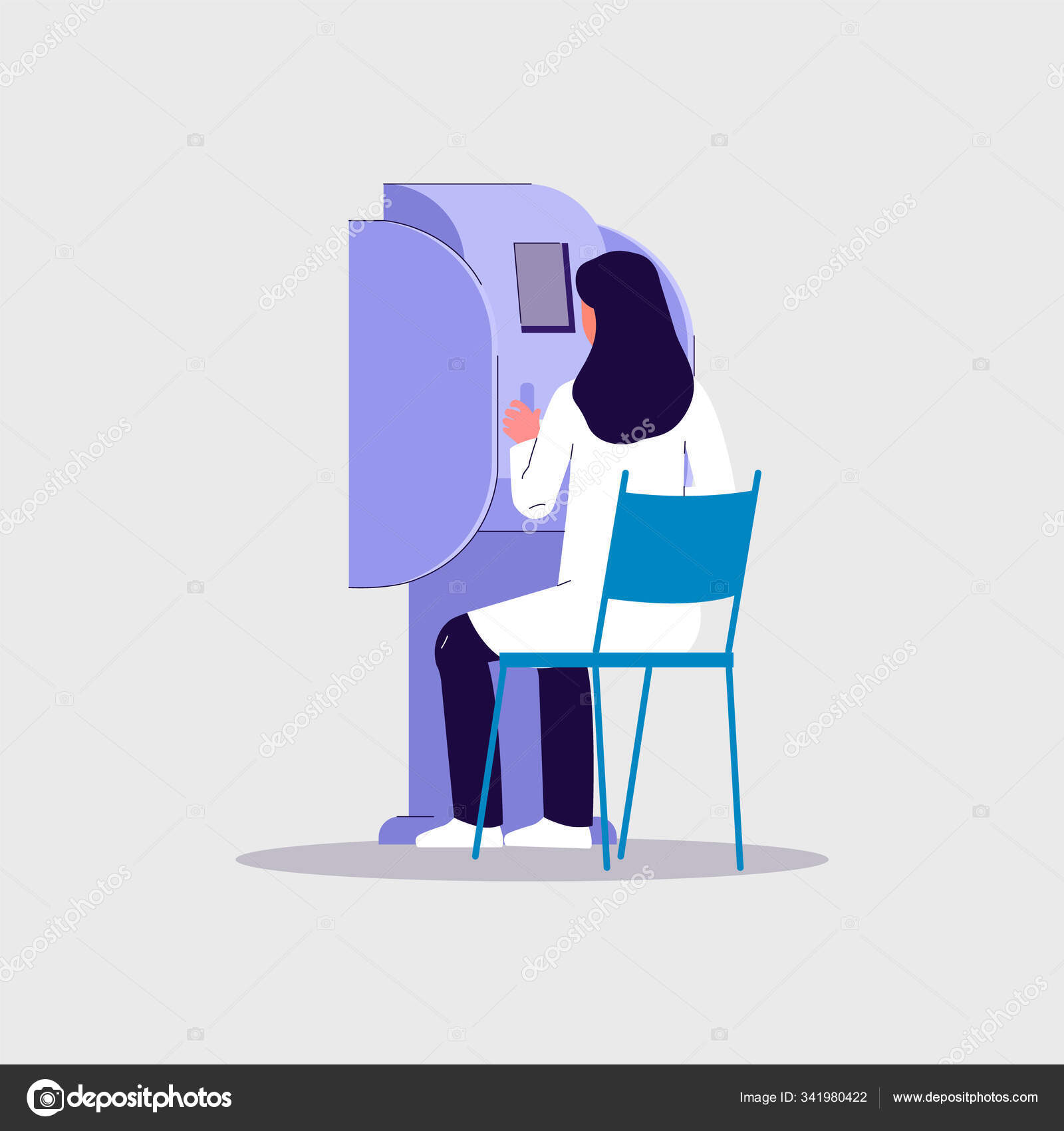 Woman character using biomedical equipment, flat vector illustration ...