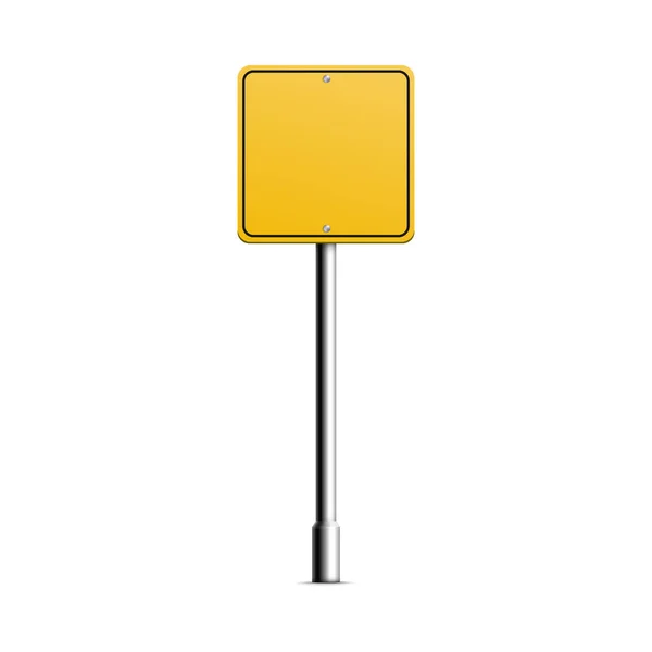 Red square road sign - realistic blank mockup of metal street signpost ...