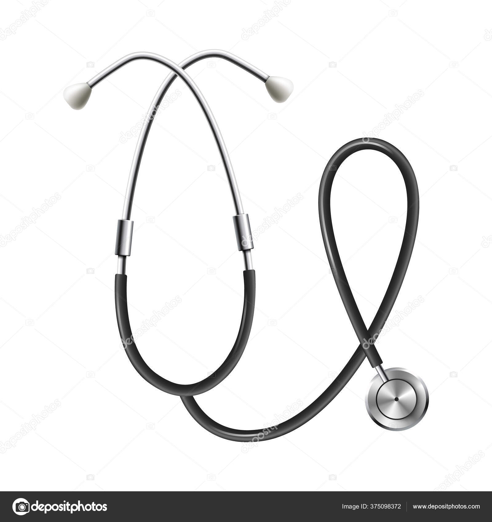 Medical stethoscope instrument template, realistic vector illustration ...