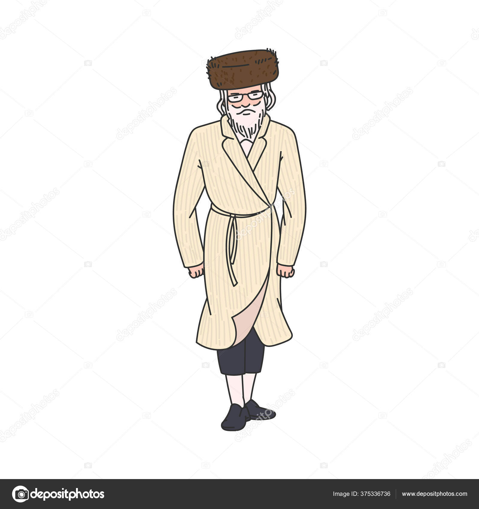 Orthodox Jew man character in traditional clothes, vector illustration ...