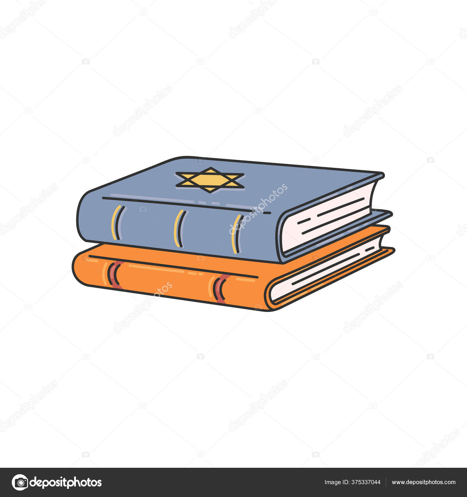 Jewish religion book stack with Star of David on cover Stock Vector ...