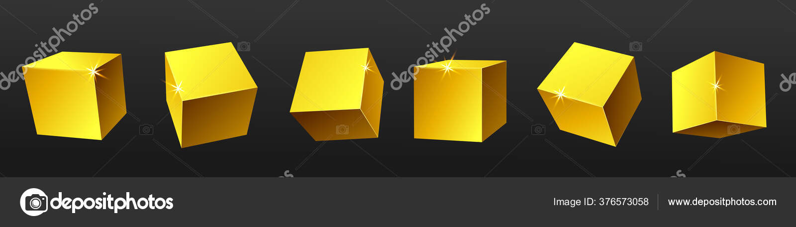 Gold metal shiny cubes set realistic vector illustration isolated on ...