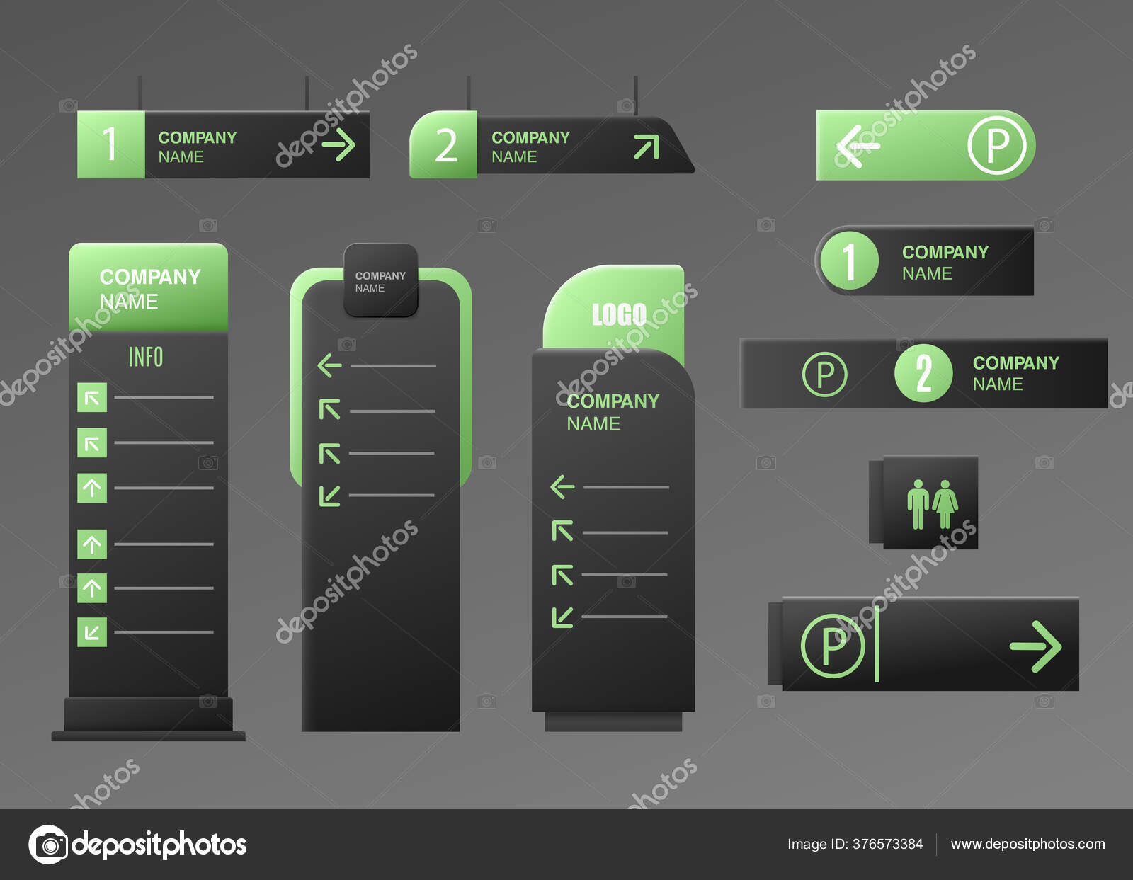 Signage set of sign boards template realistic vector illustration ...