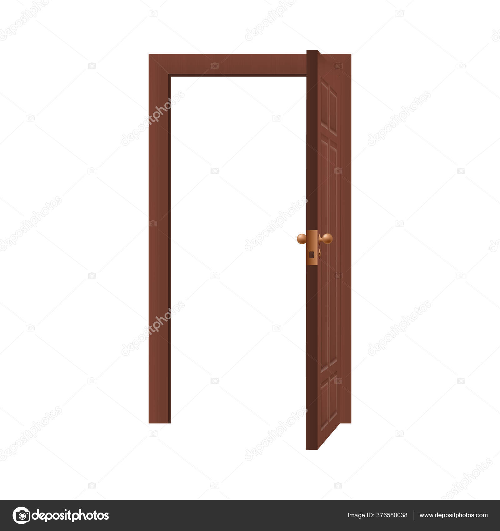 Realistic open door with empty frame isolated on white background Stock ...