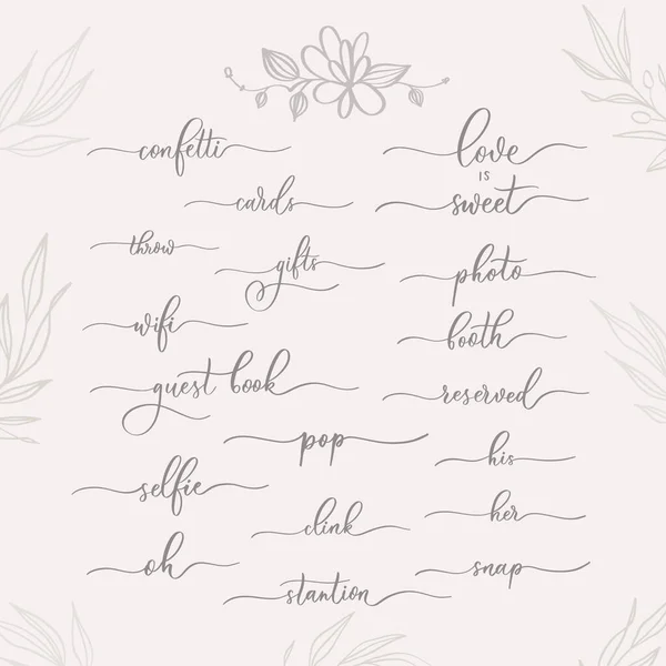 Wedding Calligraphic Inscriptions Welcome Open Bar Please Seat Reserved
