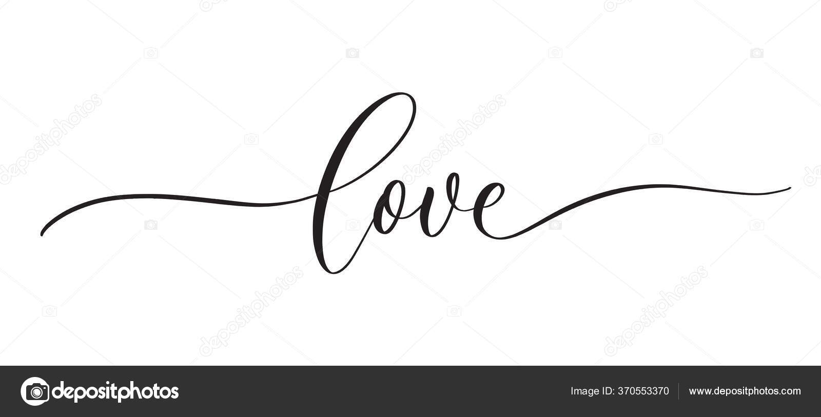 Love Typography Lettering Quote Brush Calligraphy Banner Thin Line ... Love Typography Lettering Quote Brush Calligraphy Banner Thin Line ...