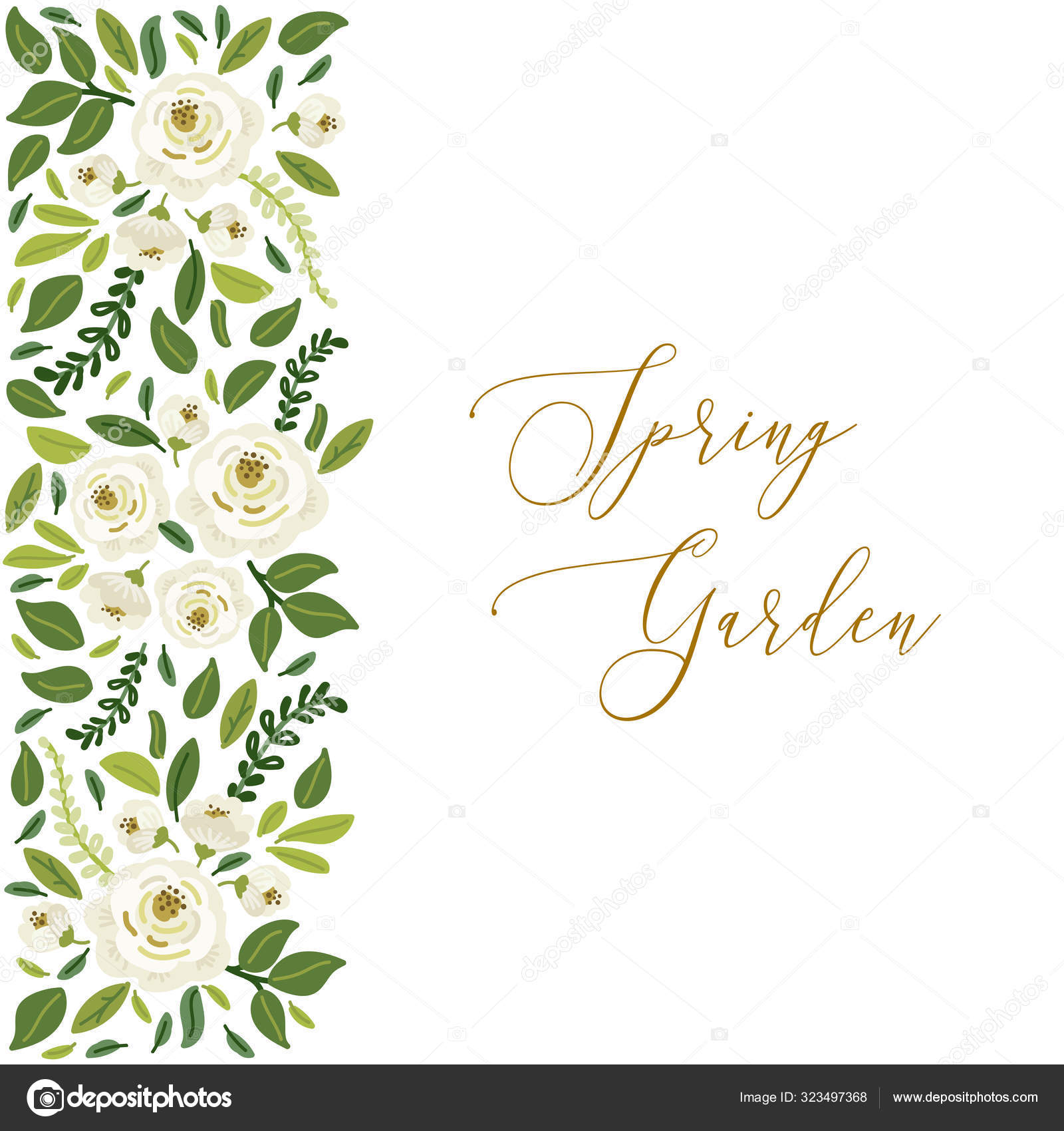 Cute botanical theme floral background with bouquets of hand drawn ...