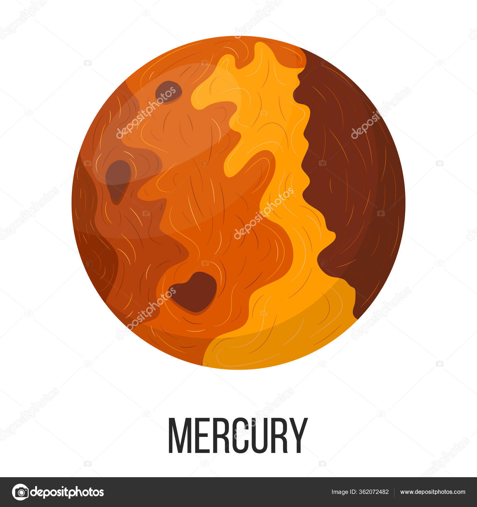 Dibujo Del Planeta Mercurio Planetas Vectoriales En Blanco Y Negro
