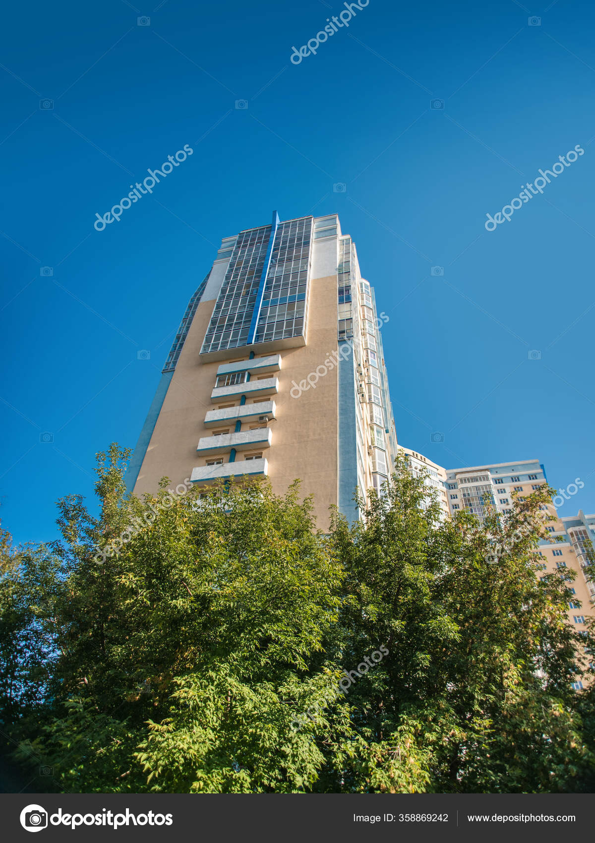 Nice View Panorama Modern Skyscraper Tall Building Residential Building ...