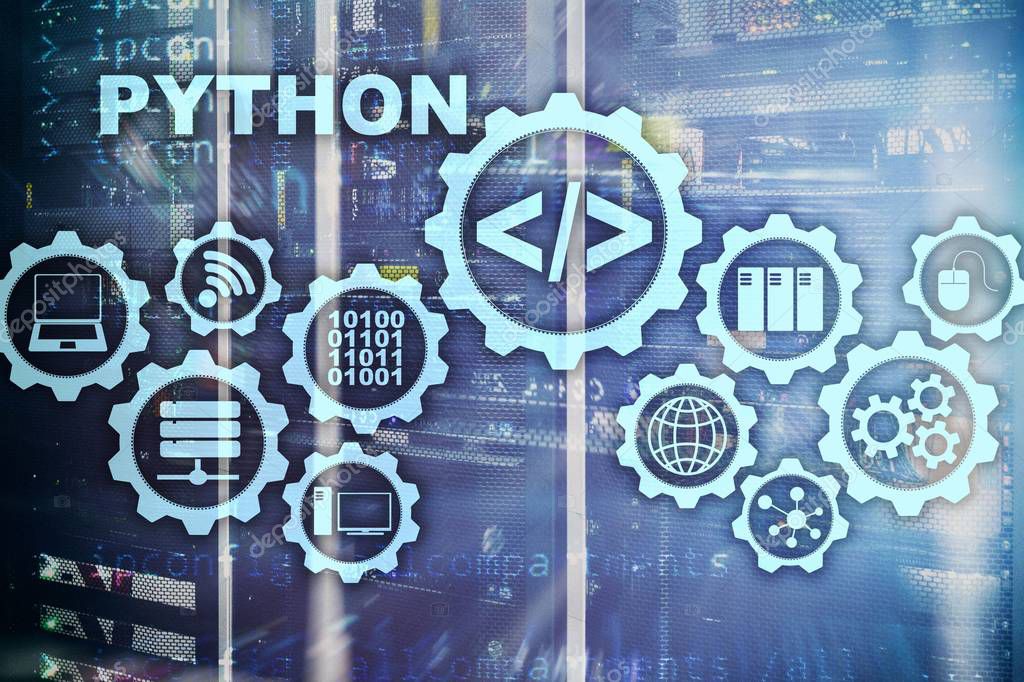 Lenguaje de programaci n Python en el fondo de la sala de servidores. Programaci n del concepto ...