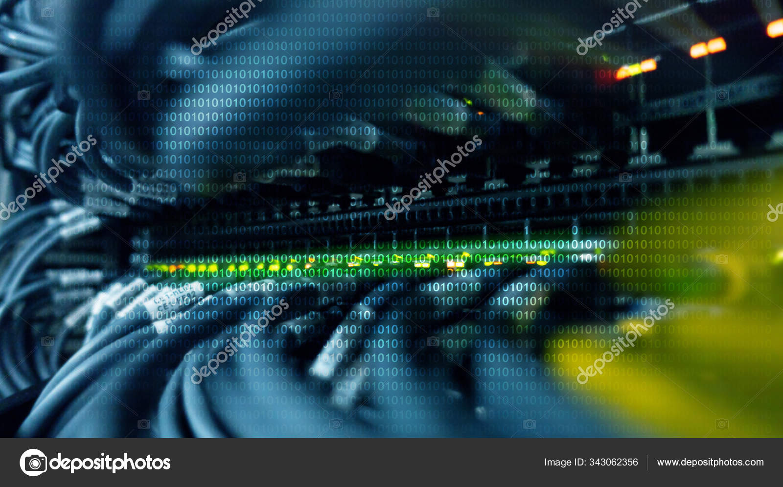 Binary Code on Server Room Background. Abstract Wallpaper Stock Photo ...