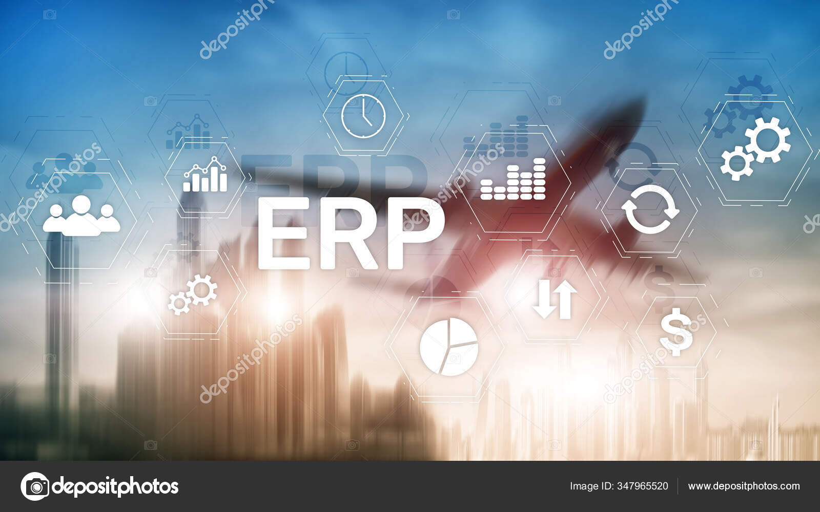 ERP system, Enterprise resource planning on blurred background ...