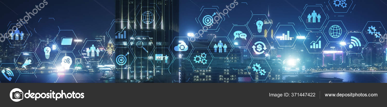 ERP Enterprise Resource Planning system on virtual screen with ...