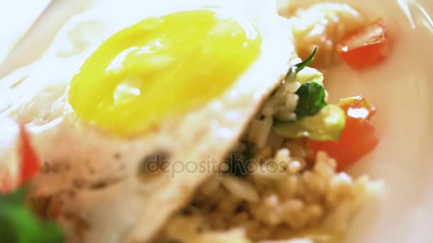 Fried rice displayed with garnish — Stock Video © Spotmatik #132620958