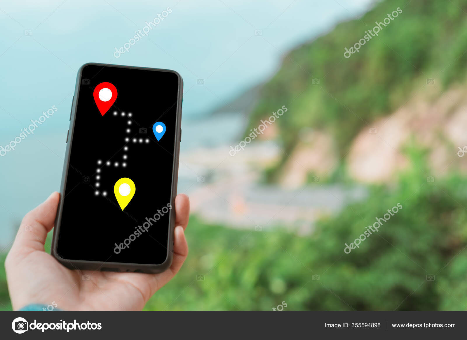 People Use Smartphone Check Map Travel Internet Gps Application ...
