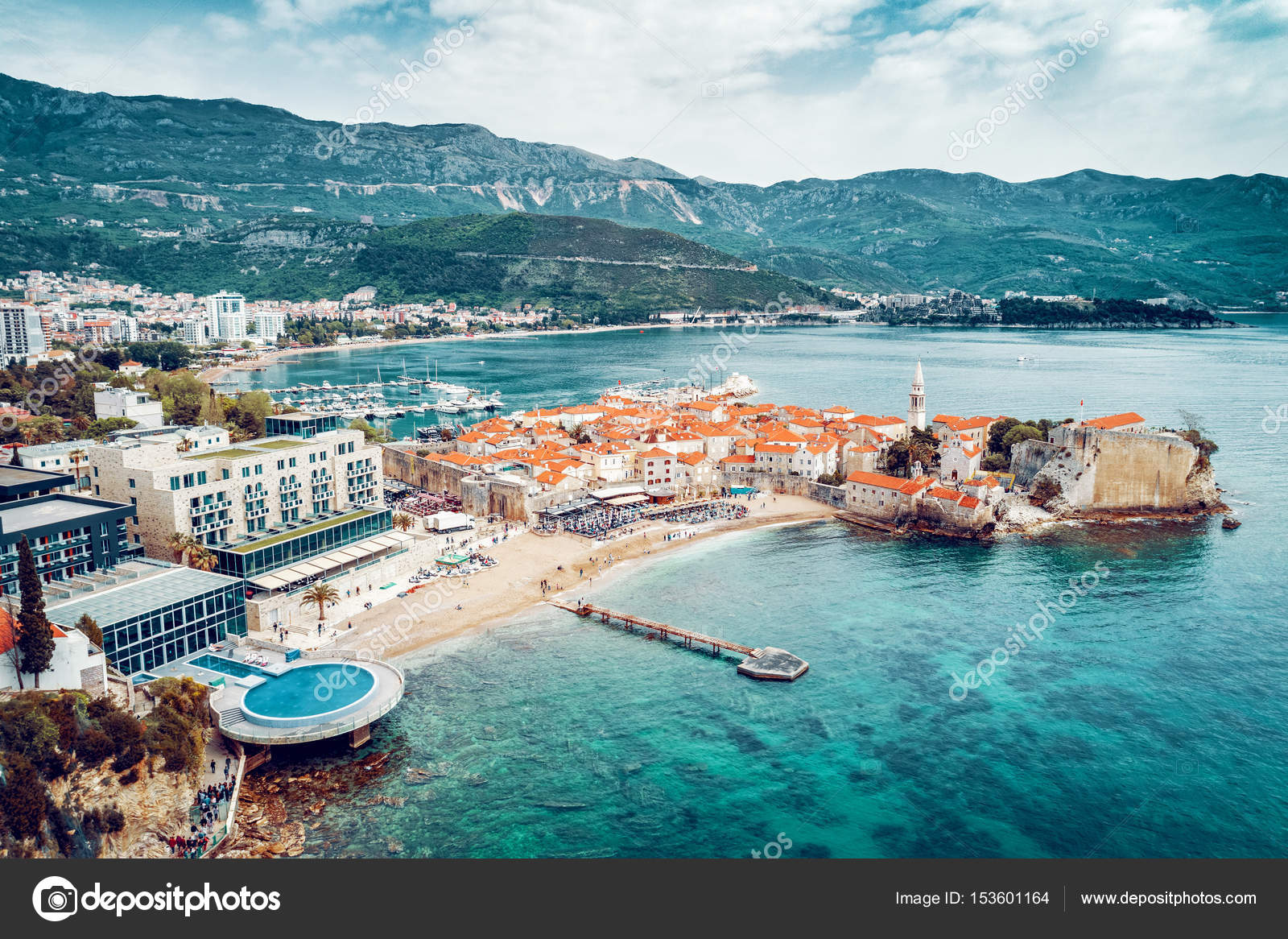 Budva, Montenegro. Aerial view. — Stock Photo © ozimicians #153601164 Budva, Montenegro. Aerial view. — Stock Photo © ozimicians #153601164