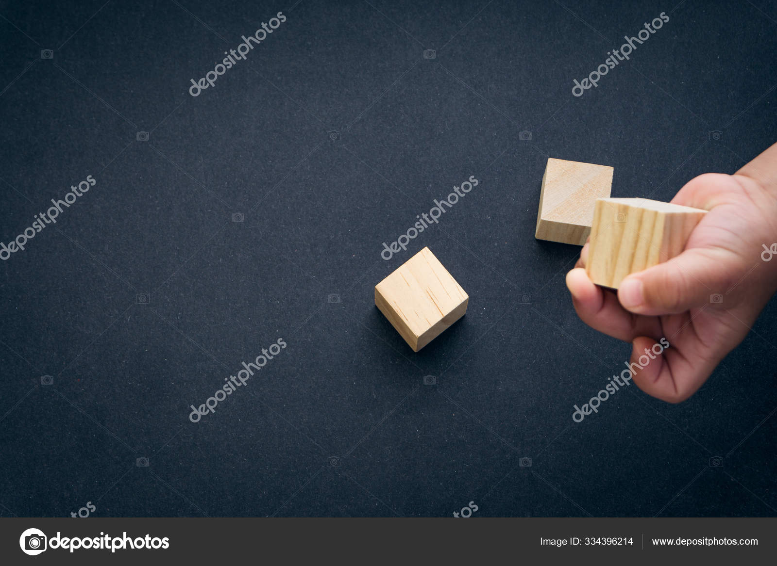 Wooden Cube Alphabet Closeup Children Hands Black Background Selective Focus — Stock Photo ...