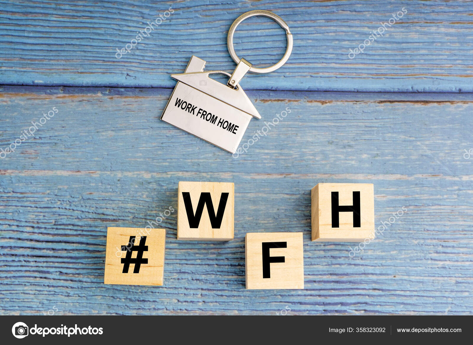 Concept Image Wooden Block Word Wfh Work Home Wooden Background — Stock ...