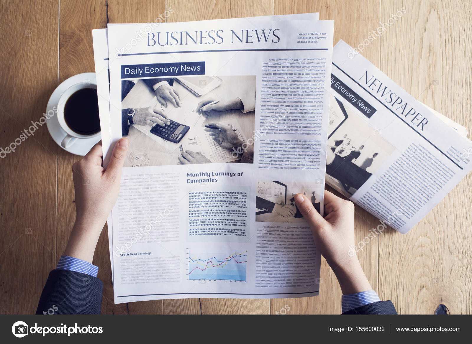 Reading newspaper on desk ⬇ Stock Photo, Image by © seb_ra #155600032