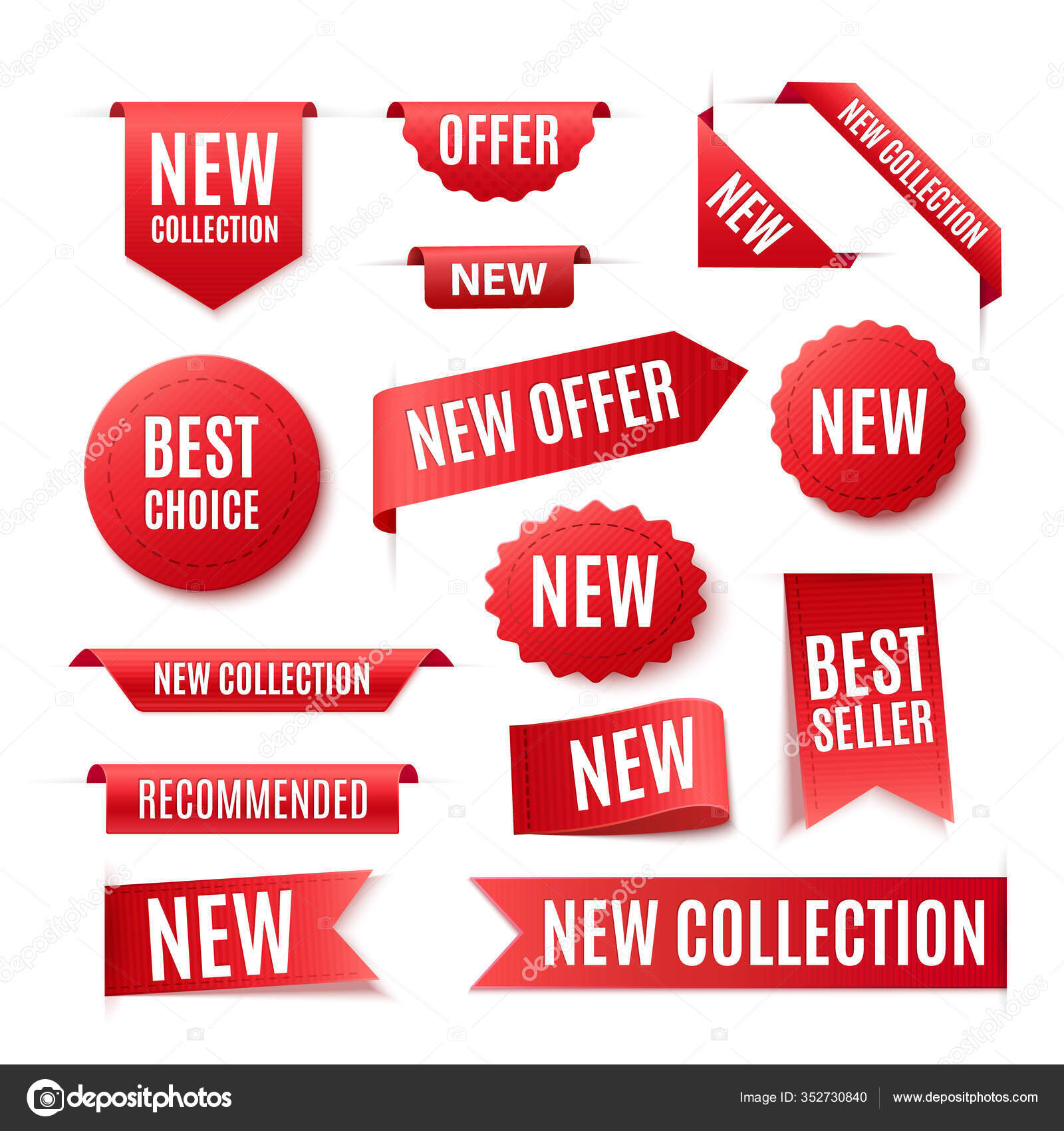 Red Promo Badges Or Labels Isolated On White Stock Vector by ©kruche ...