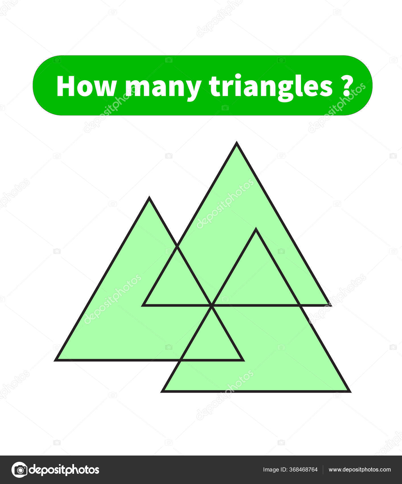 Educational Math Game How Many Triangles Mathematical Puzzle Stock ...