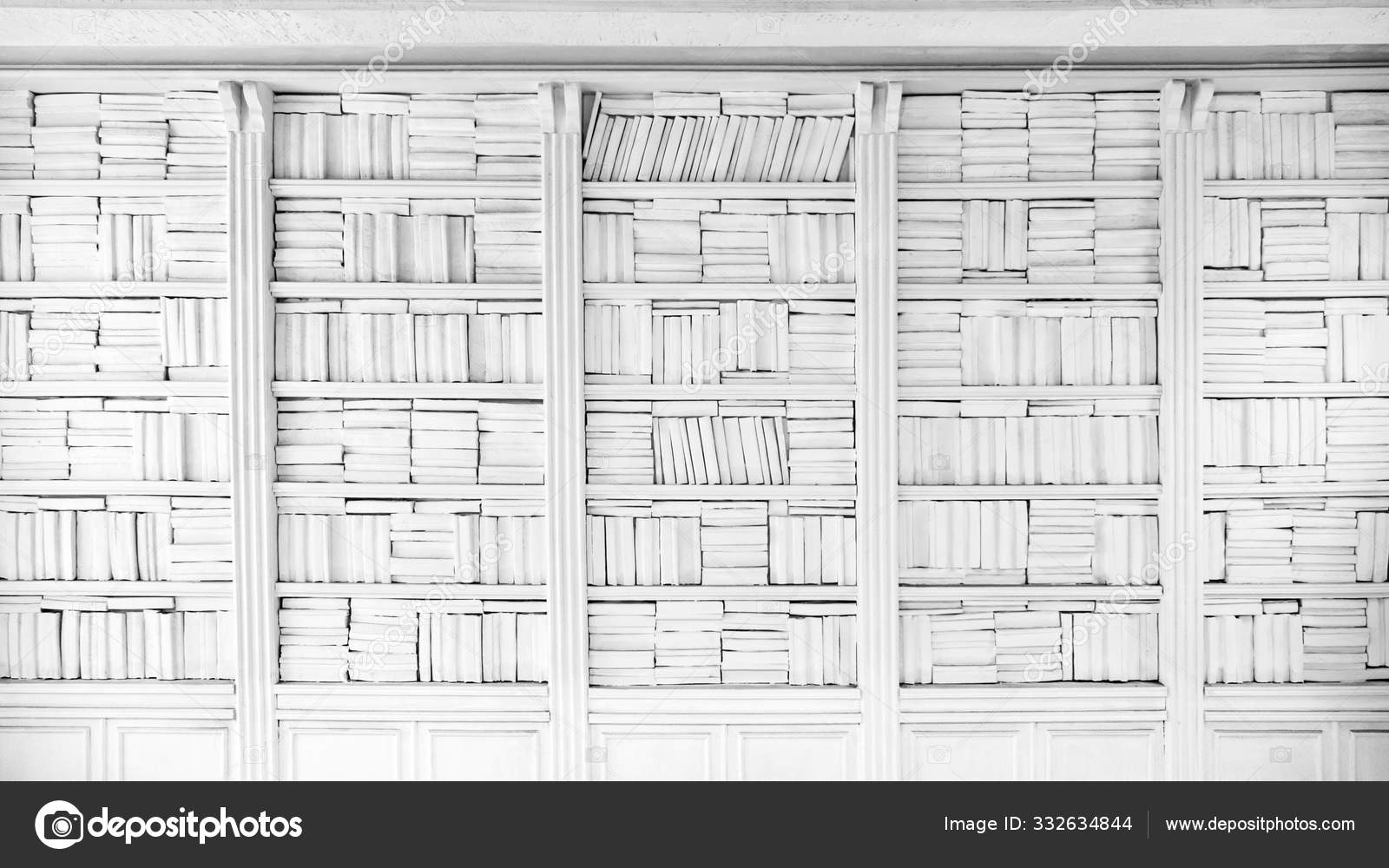 Black And White Bookshelf Wallpaper