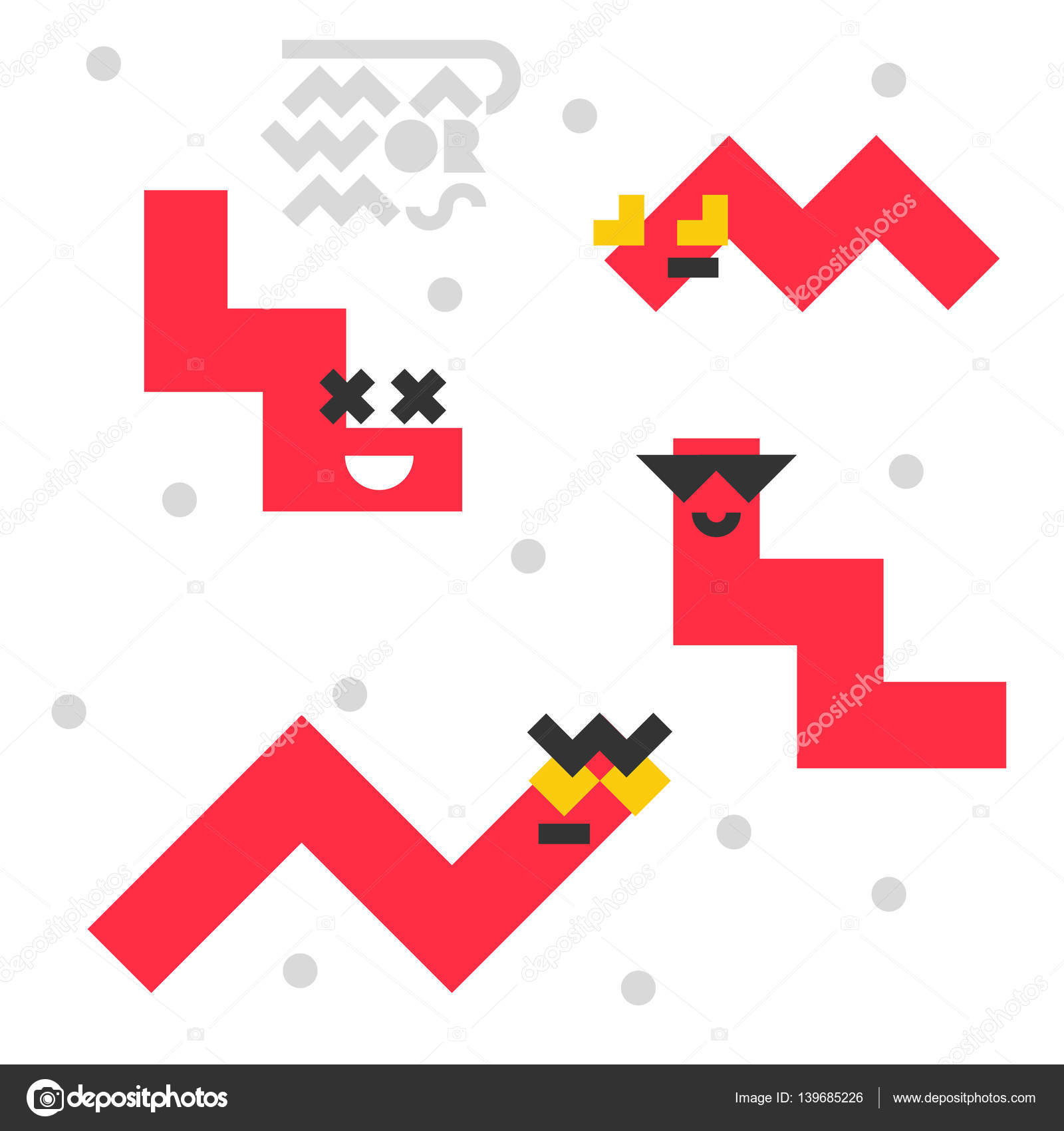 Set of funny mad worms isolated on white background. Stock Vector by ...