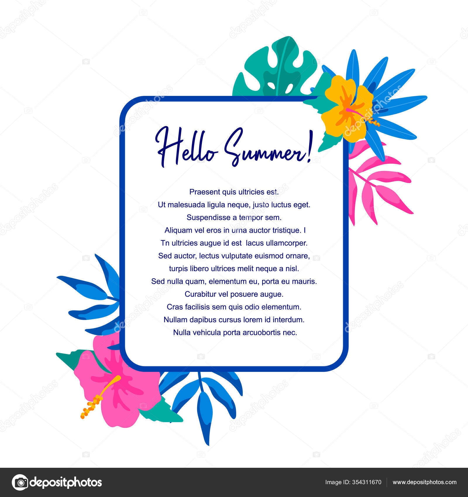 Halo Frame Musim Panas Desain Untuk Huruf Undangan Pesan Media Vektor ...