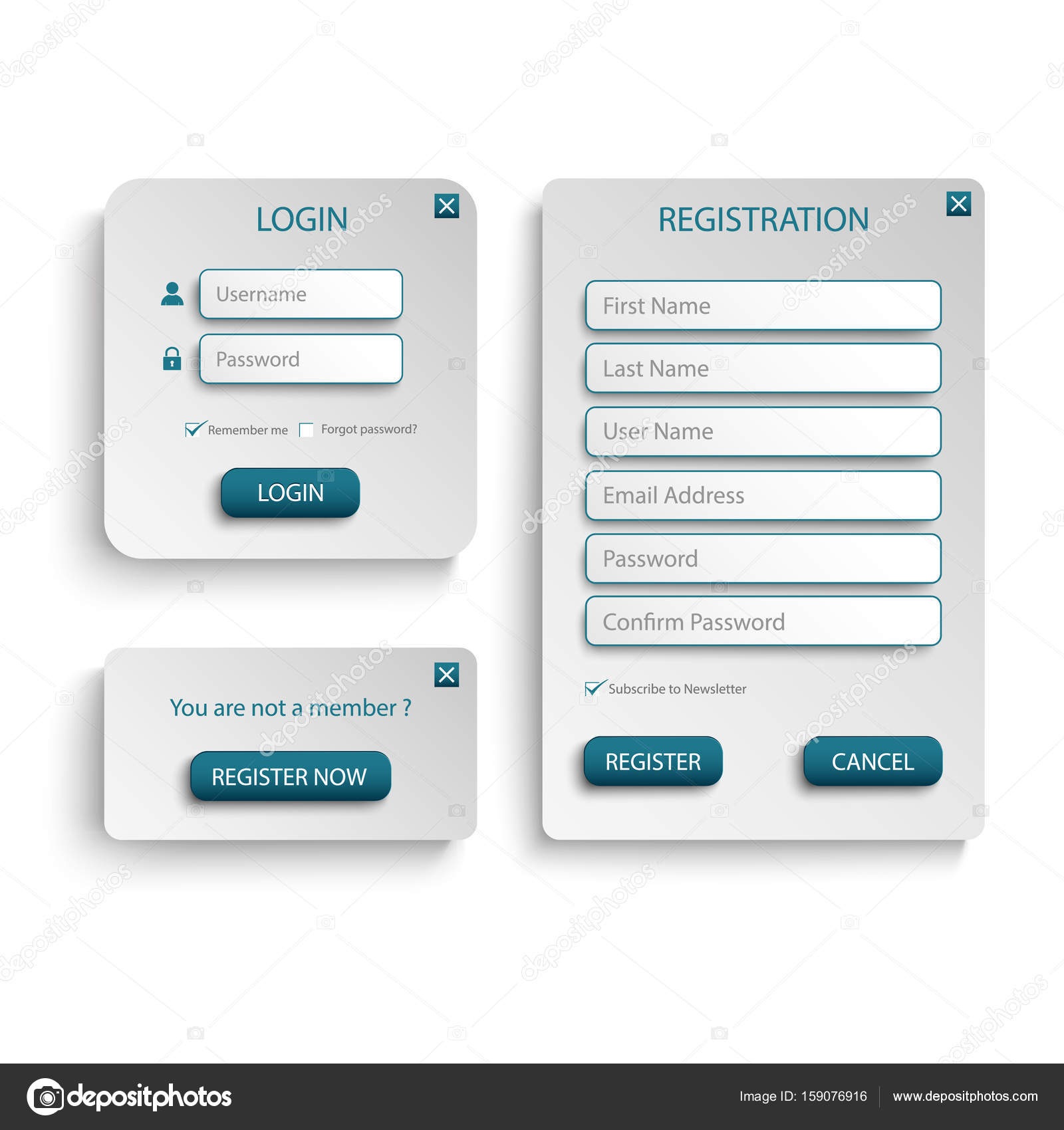 Sammlung Login und Registrierung Web-Screen mit atypischen Buttons ...