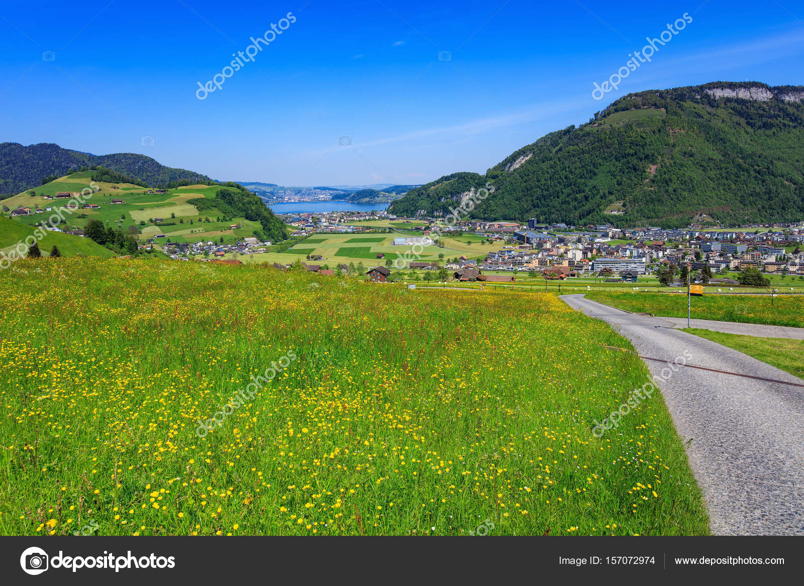 Springtime view from Mt. Stanserhorn in Switzerland Stock Photo by ...