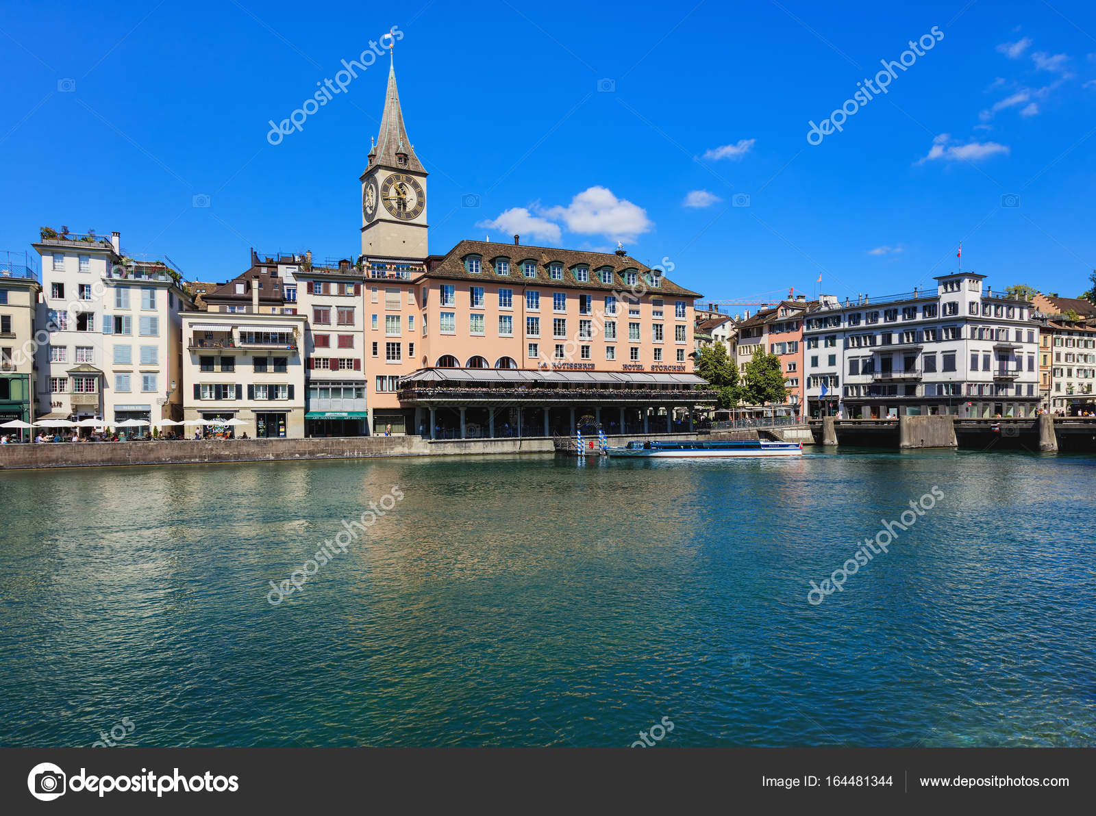 The Limmat river and buildings along it in Zurich, Switzerland – Stock ...