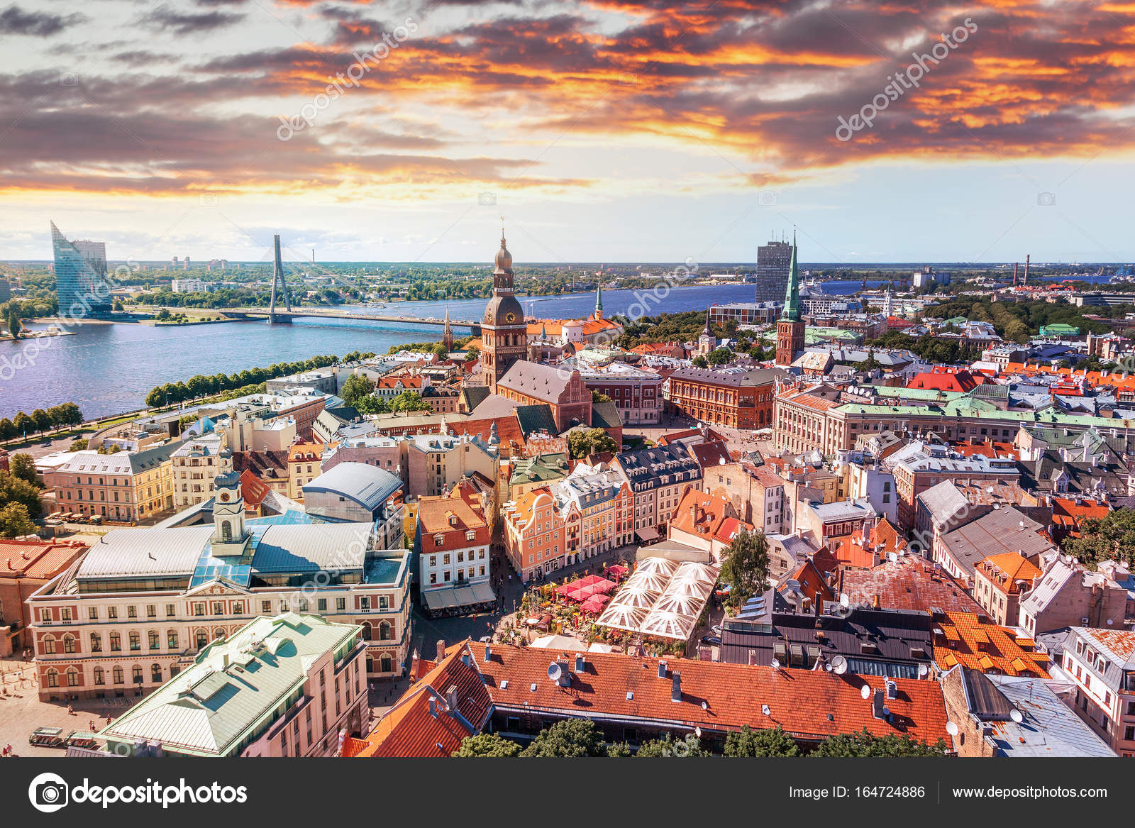 Panorama view from Riga cathedral on old town of Riga, Latvia Stock ...