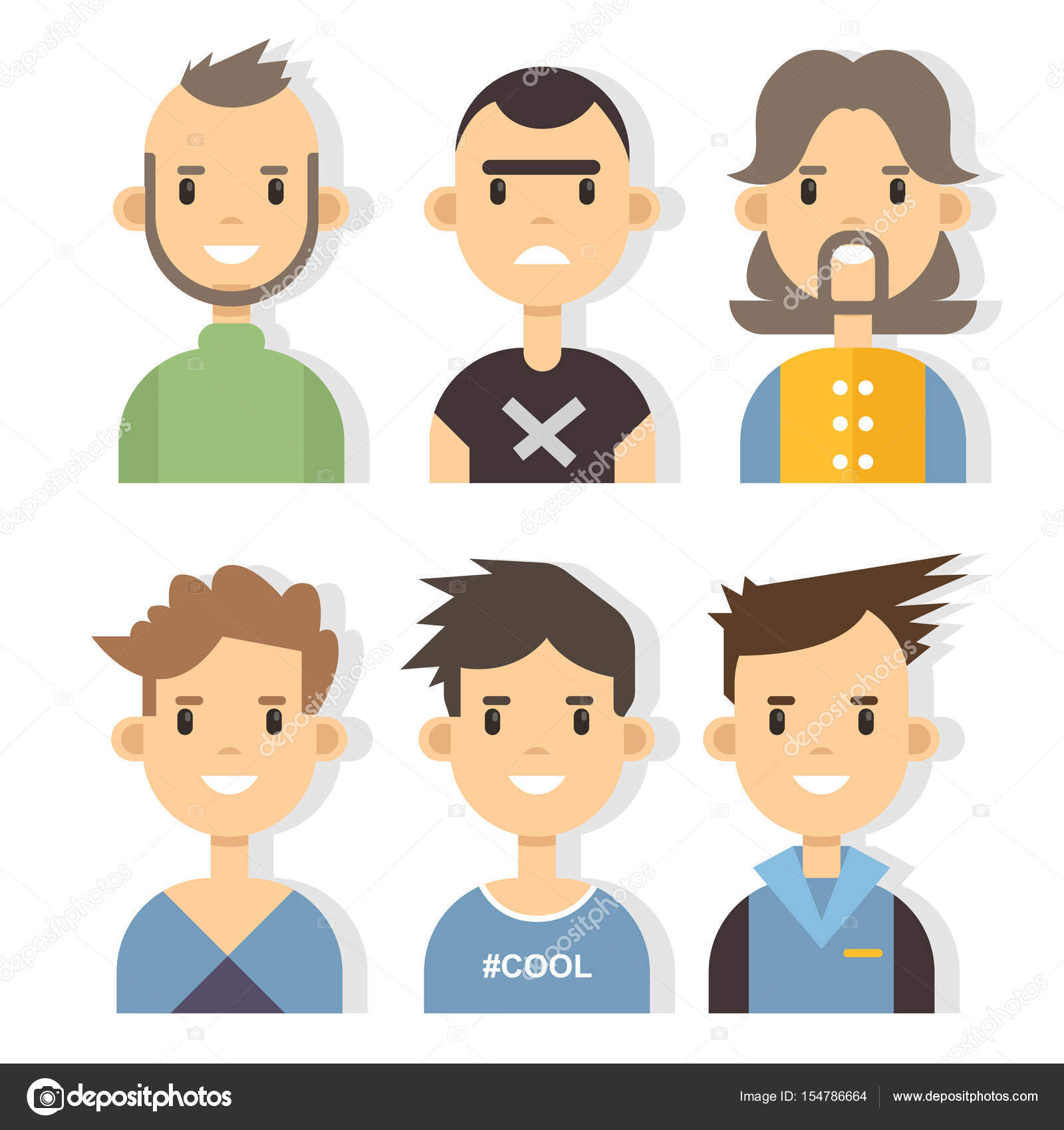 Vector set of stylish male characters in modern flat design. — Stock ...