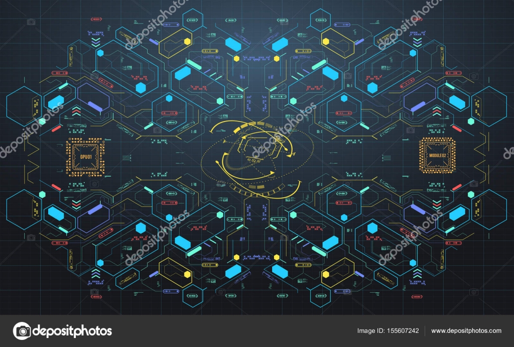 Conceptual template with HUD elements. Background with futuristic user interface. Design concept ...