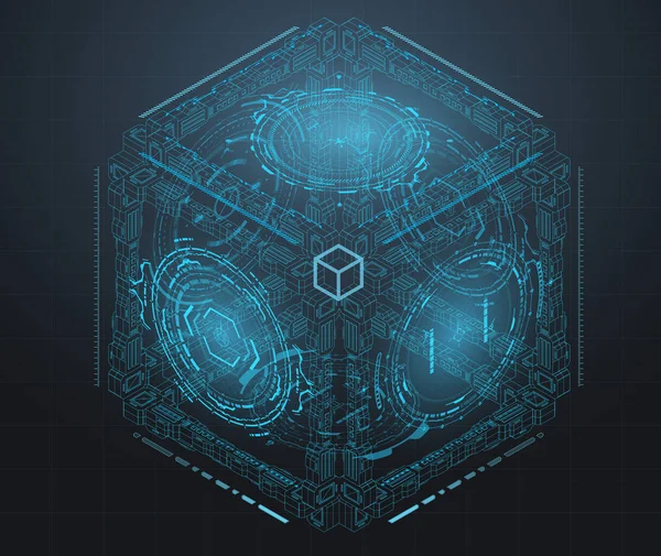 Background with futuristic virtual cube. Design concept with HUD user ...
