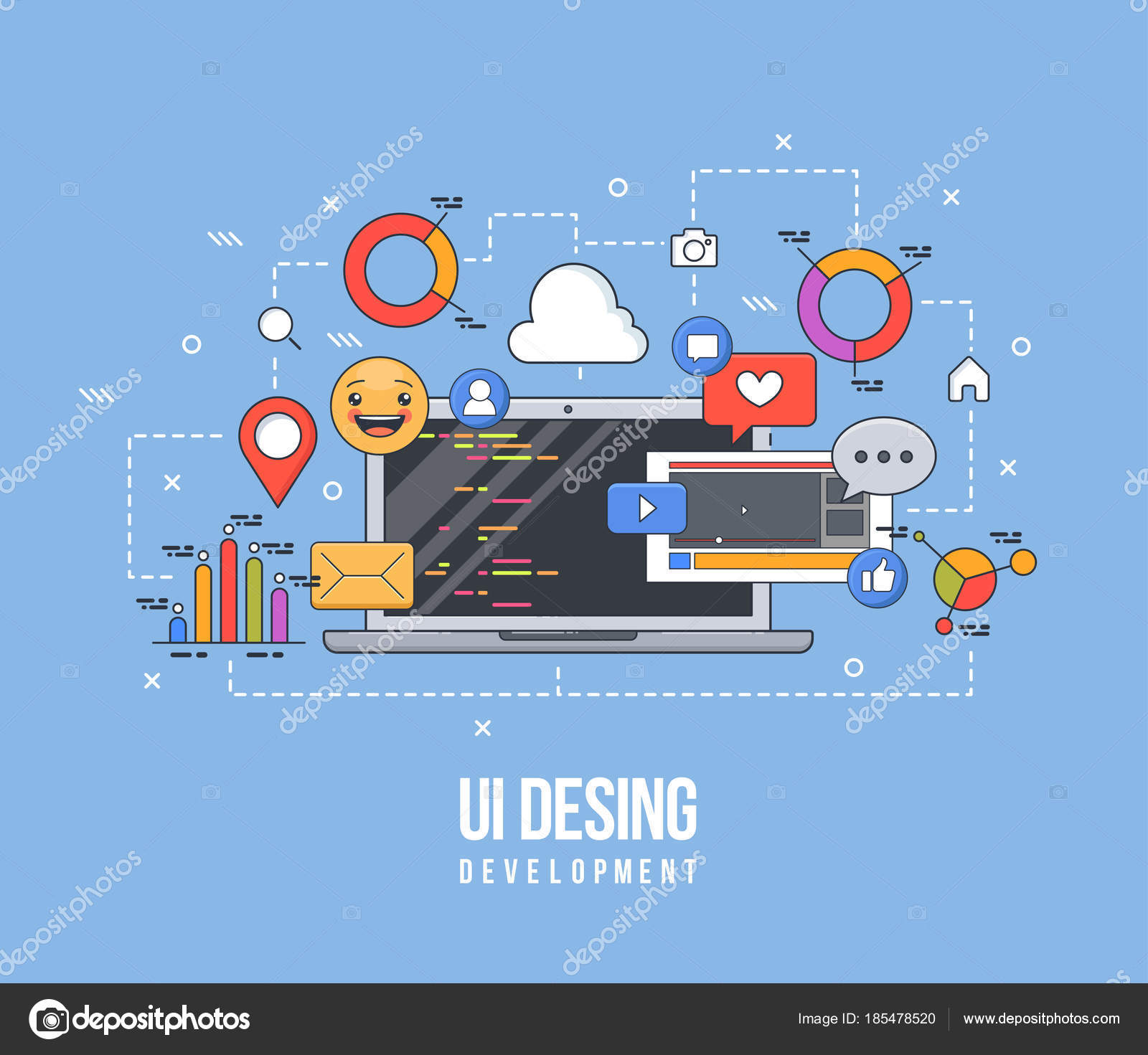 Flat illustration for ui-ux design, web design, mobile apps development ...