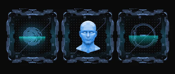 Concept of face scanning. Accurate facial recognition biometric technology and artificial ...