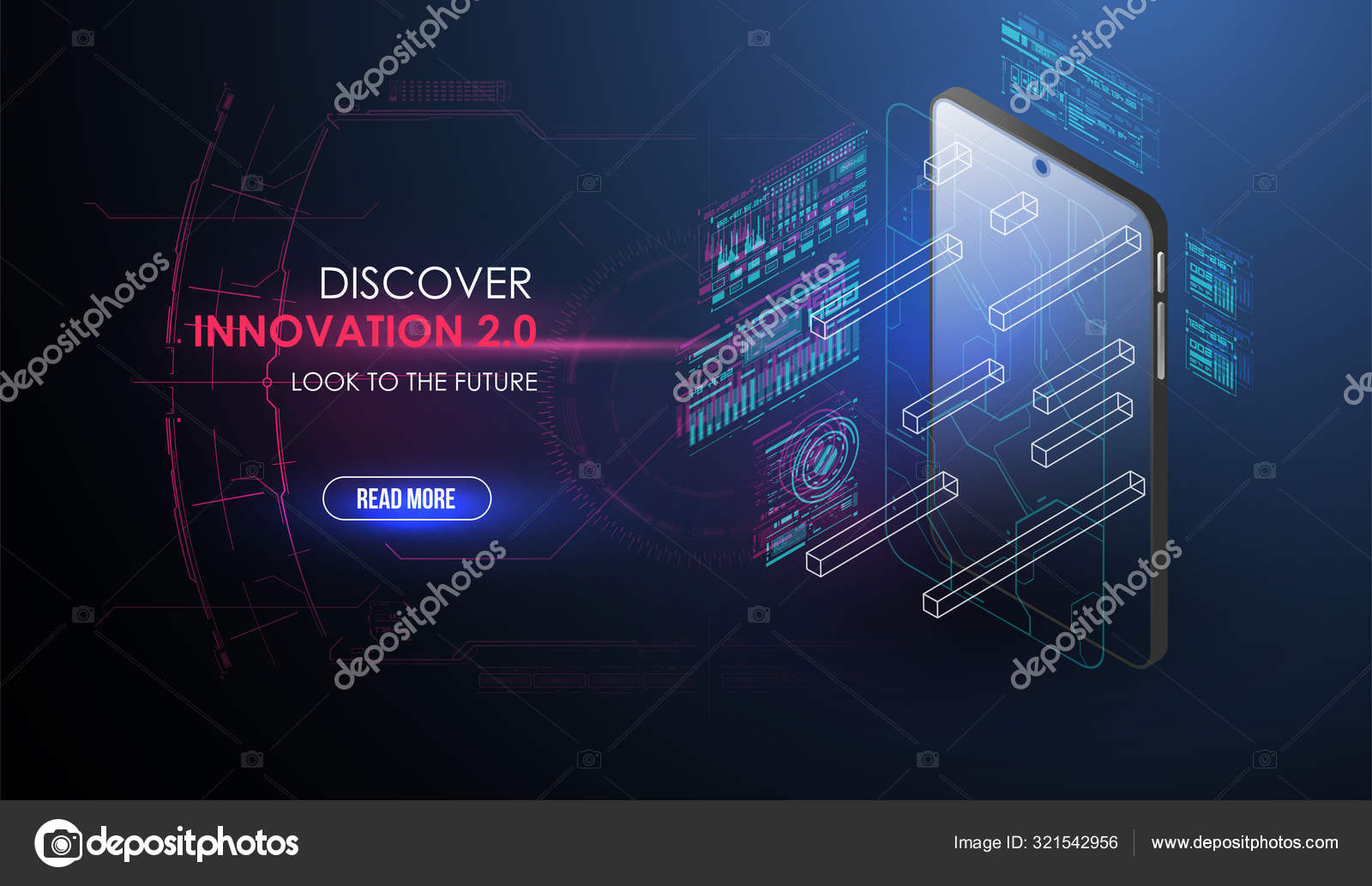 Smartphone and hologram projector. Innovative technology concept ...