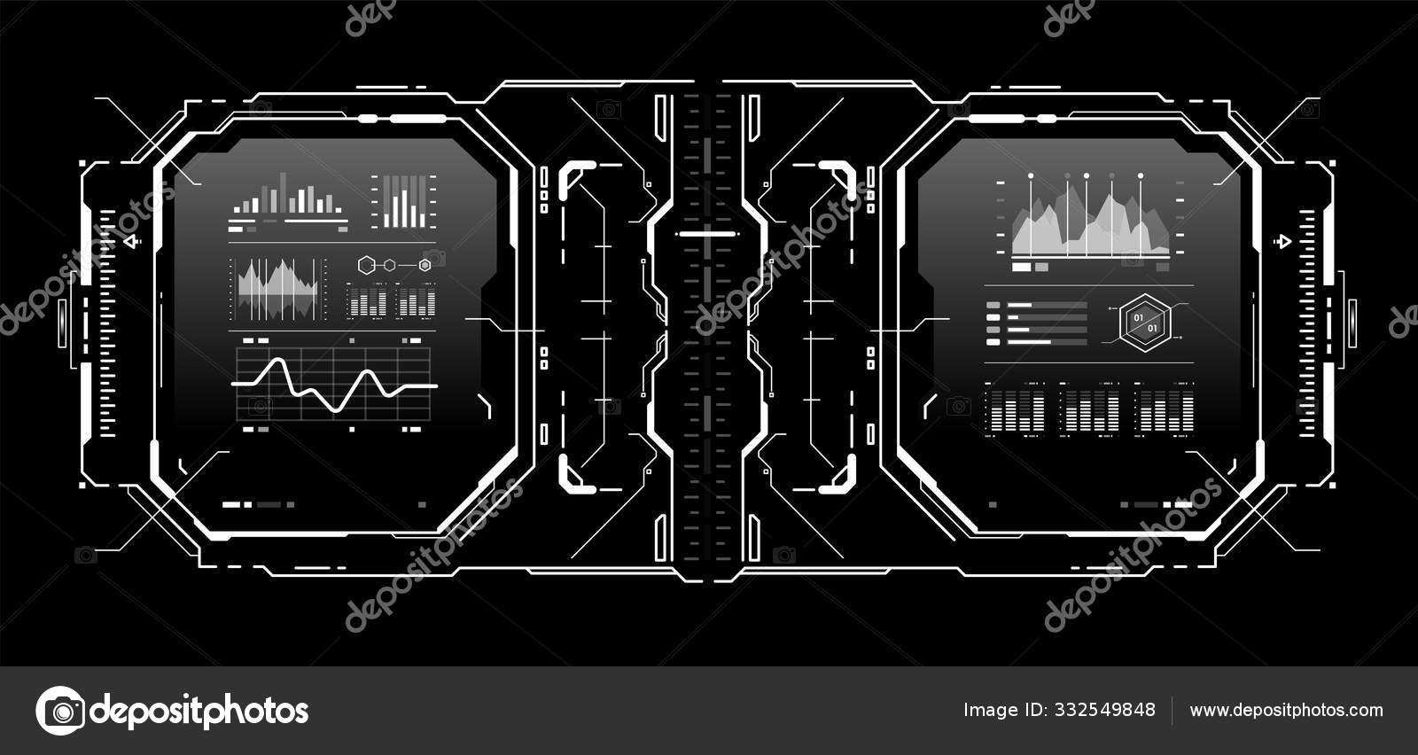Technological HUD elements, futuristic interface virtual reality. Hi-tech futuristic display ...