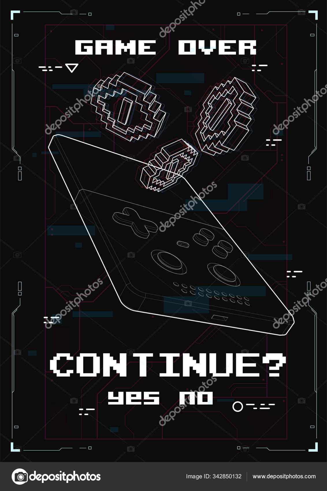 Retro handheld video game device. Creative HUD poster. Modern template ...