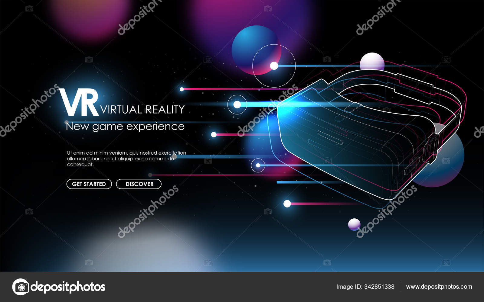 VR glasses, vector virtual reality headset illustration. Creative ...
