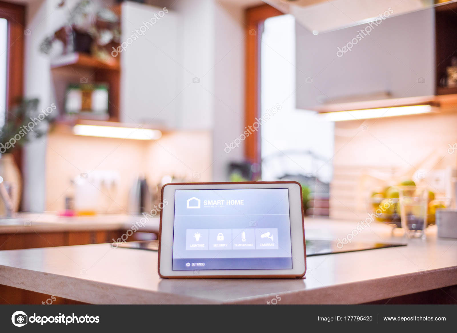 A tablet with smart home screen. — Stock Photo © halfpoint #177795420